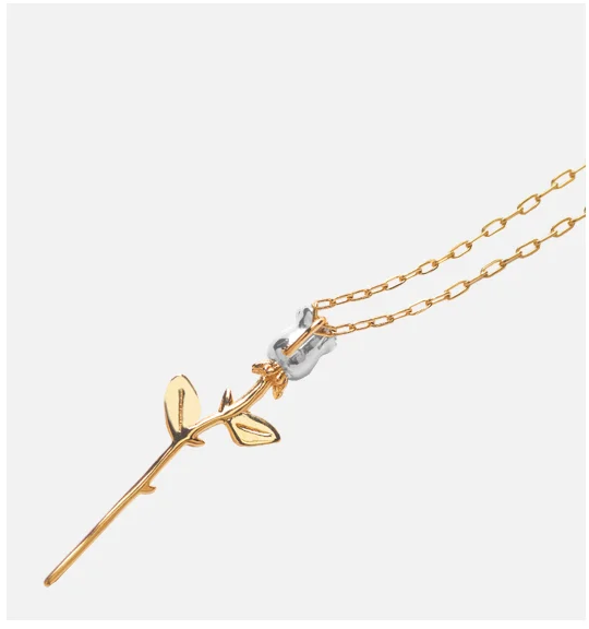 Azu Thorny Rose Pendant Necklace - Gold