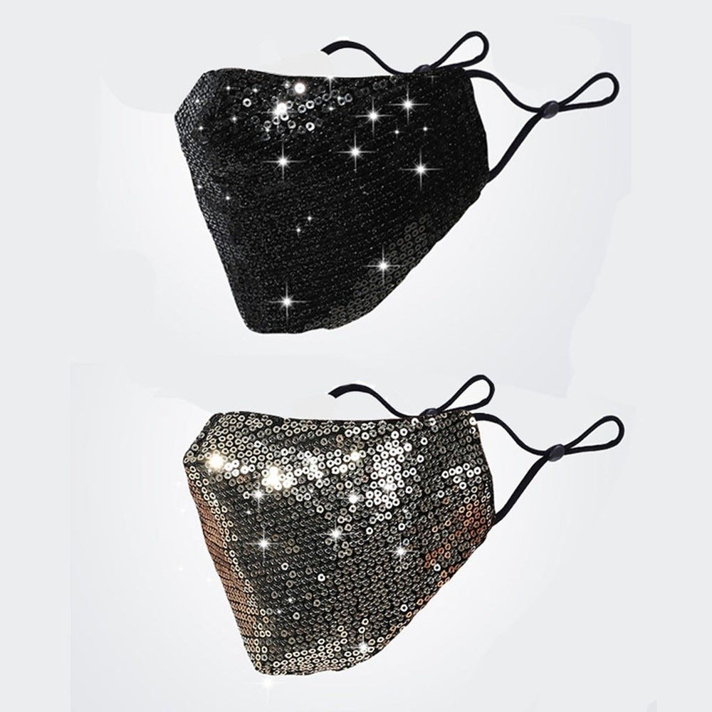 Hachiro Sequin Face Mask - Black